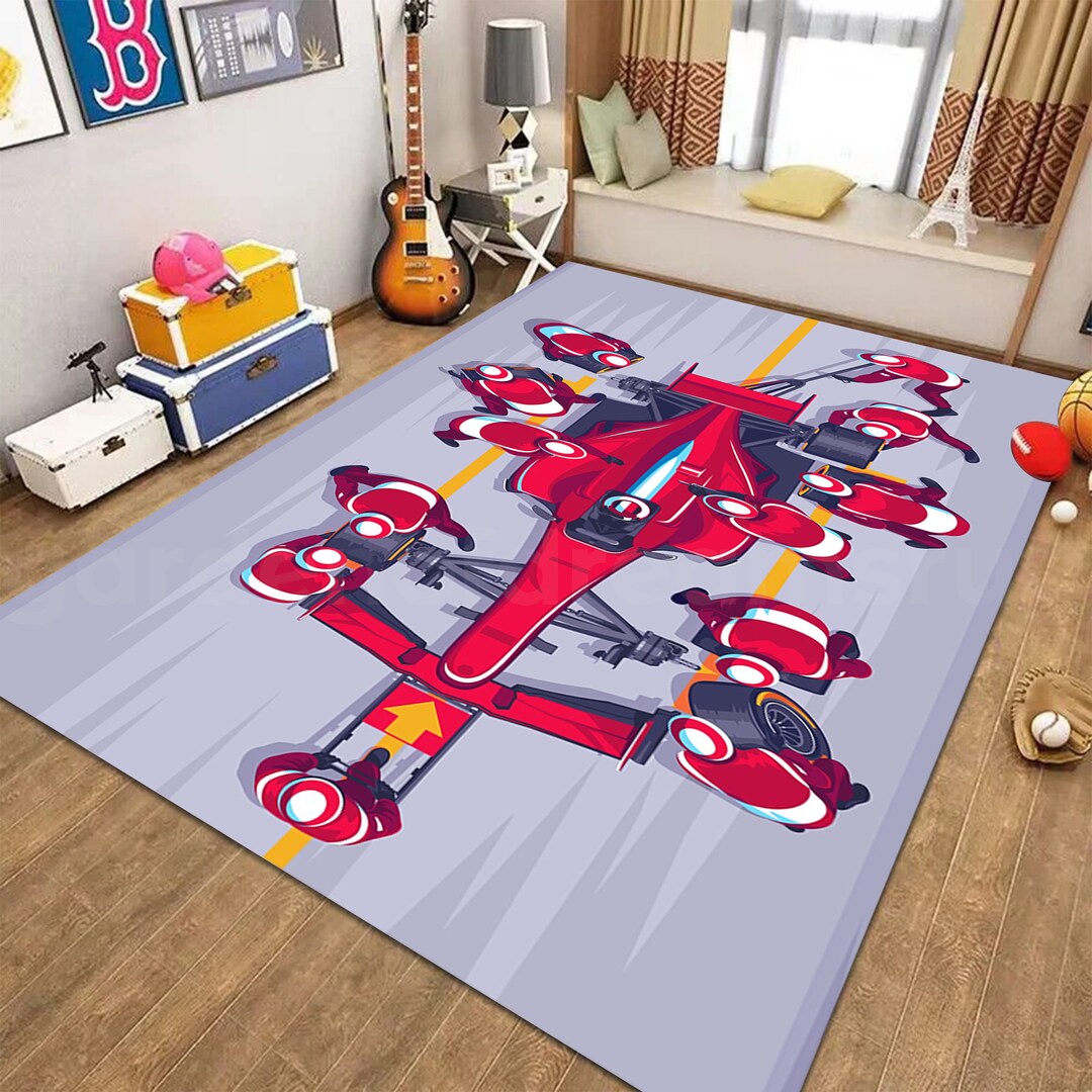 Race Car Rug, Car Rug, Game Room Rug, Boy Room Rug, Gift for Him, Kids ...