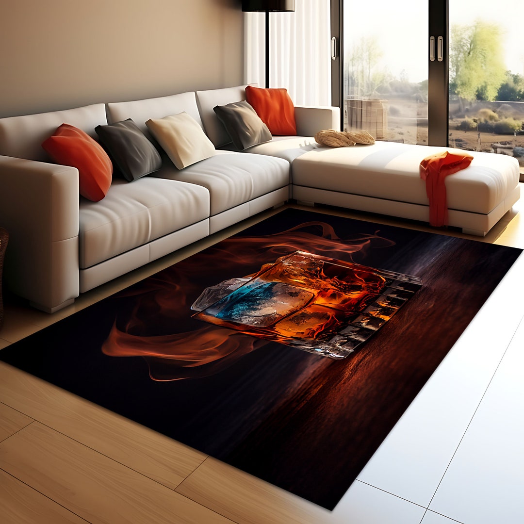 Whiskey Rug, Fire Rug, Ice Rug, Whiskey Decor Rug, Gift Rug, for Living ...