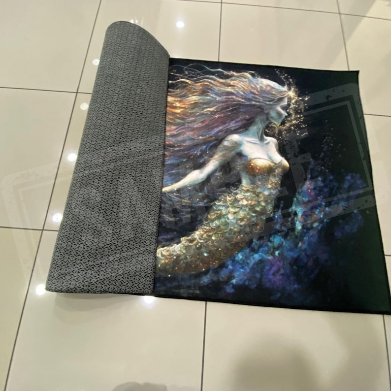 Mermaid Area Rug: Glitter Pattern, Non-slip Polyester Rug - Etsy