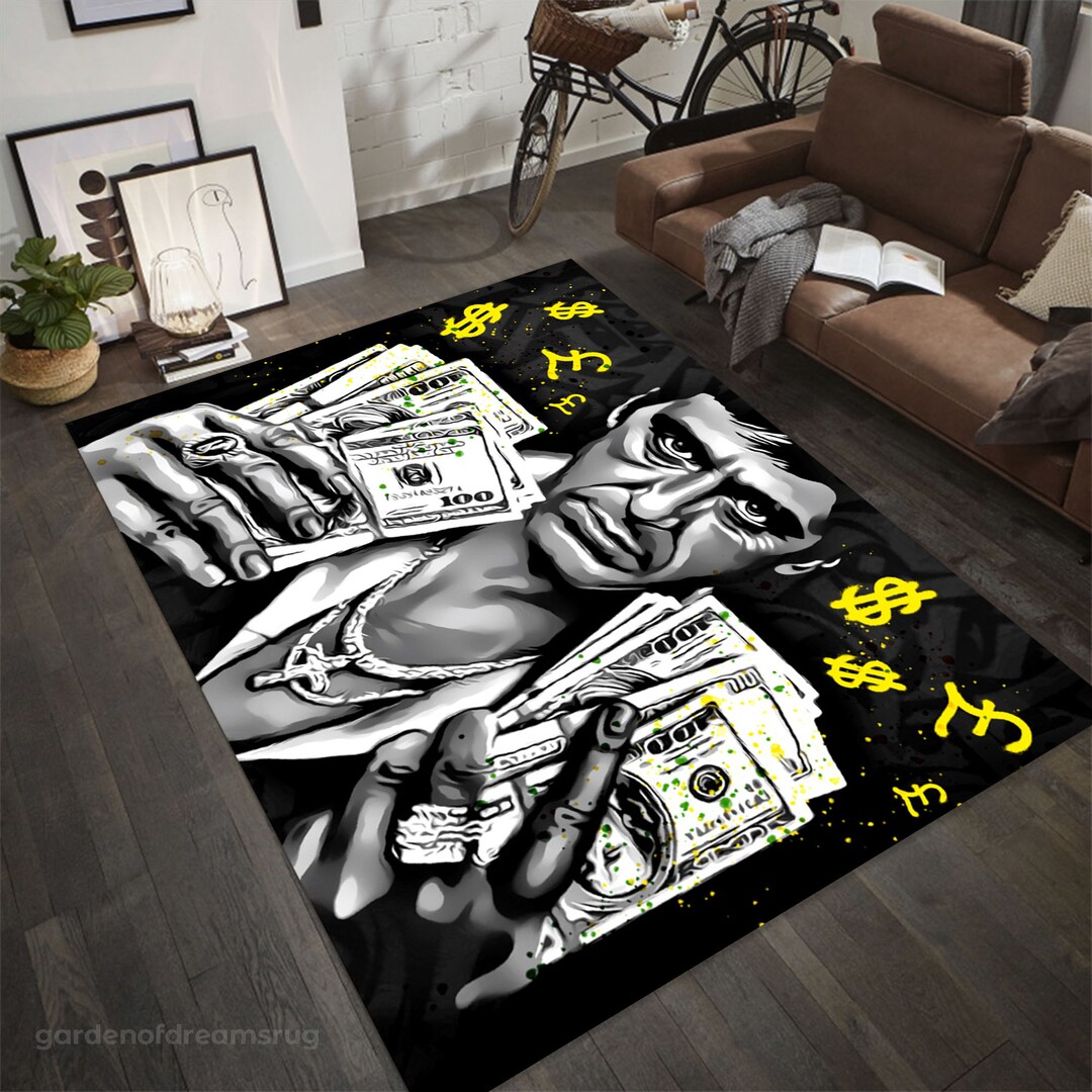 Scarface Rug, Tony Montana Rug, Movie Rug, Mafia Rug, Dollar Themed Rug ...