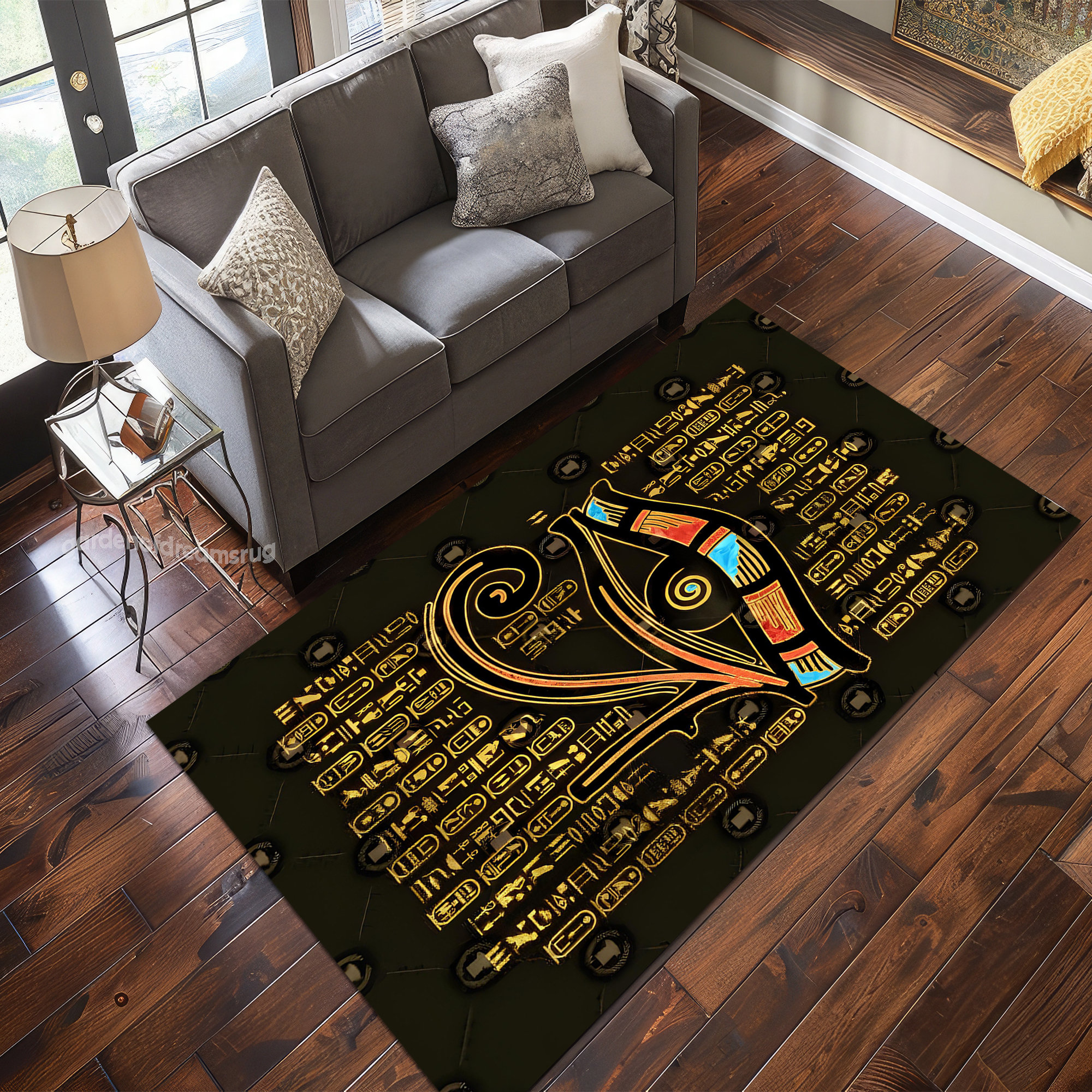 Horus Eye Rug, Ancient Egypt Rug, Egypt Decor, Rugs for Living Room ...