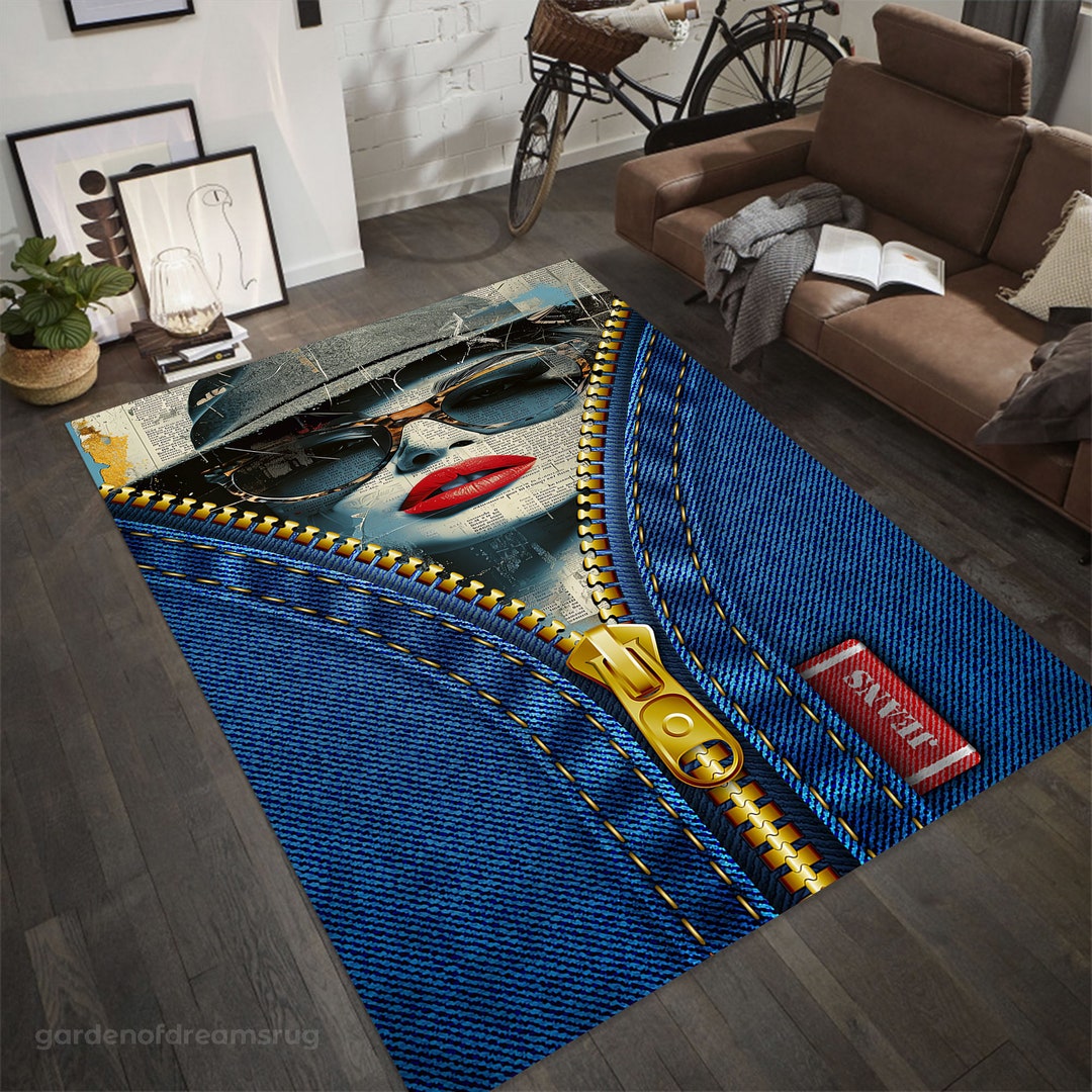 Jeans Rug, Denim Rug, Blue Jean Rug, Rug for Living Room, Area Rug ...