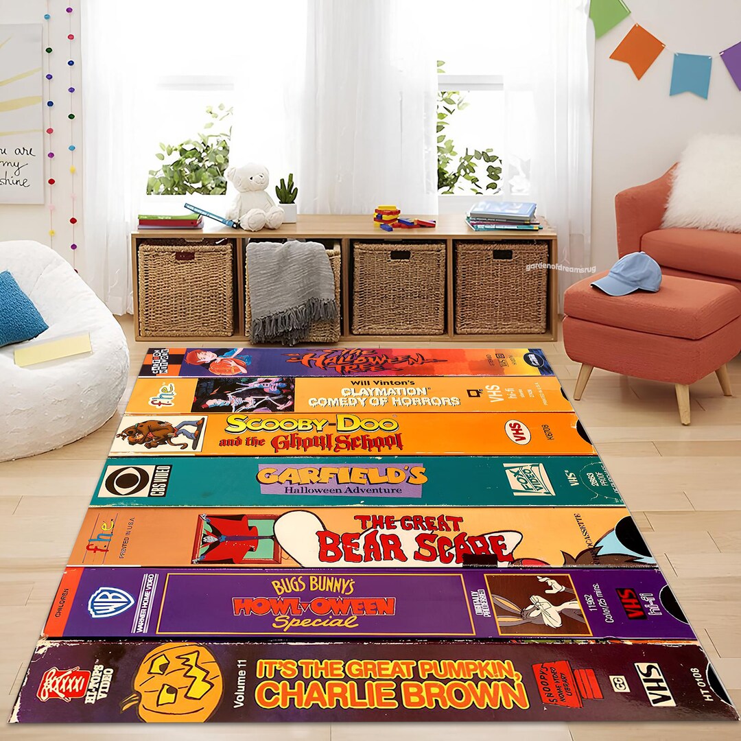 Cartoons VHS Rug, VHS Rug, Movie Rug, Movie Room Decor, Home Decor ...