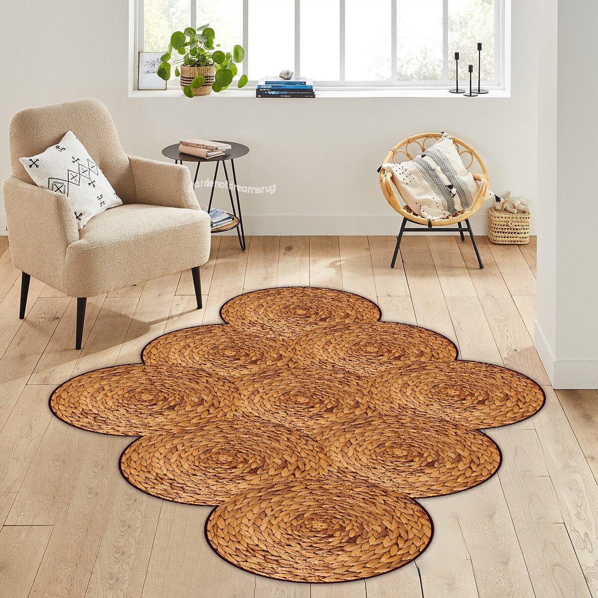 Wicker Look Rug, Wicker Style Rug, Shape Cut Rug, Non Slip Rug, Gift ...