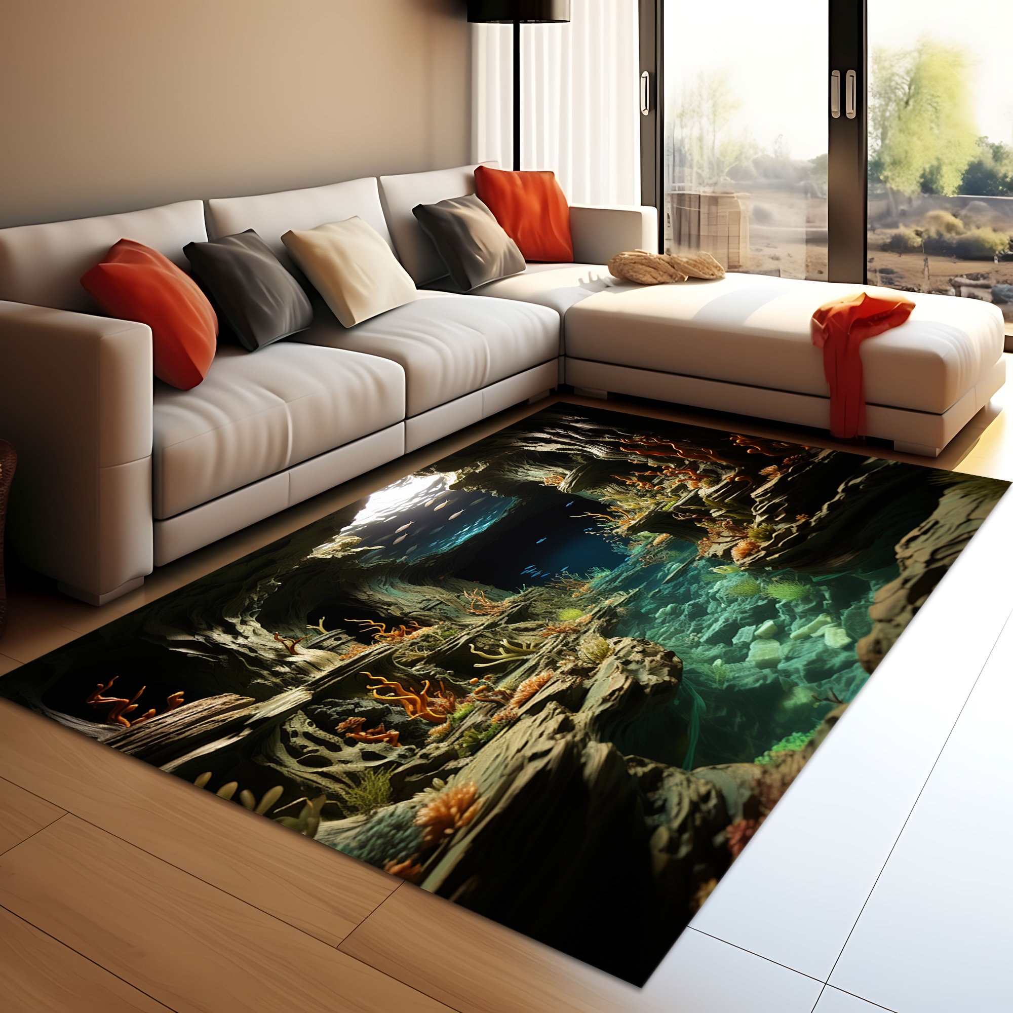 3D Aquarium Rug: Non-slip Ocean Fish Area Rug - Etsy