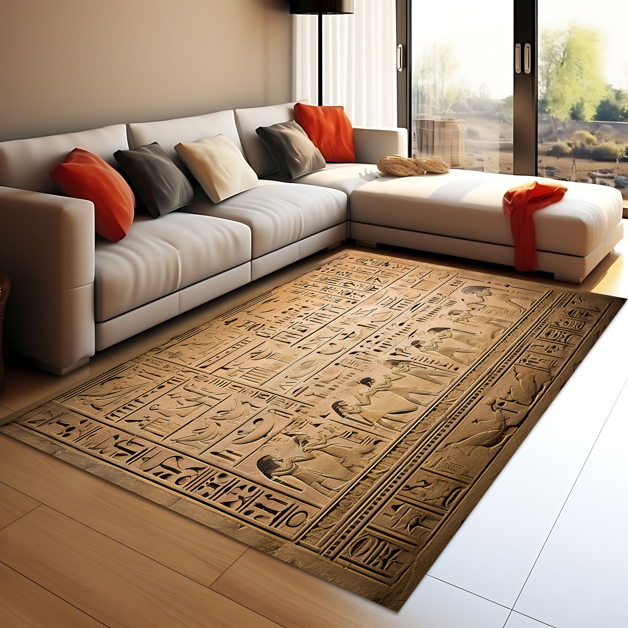 Ancient Egypt Rug: Egyptian Symbols, Non-slip Polyester Area Rug - Etsy