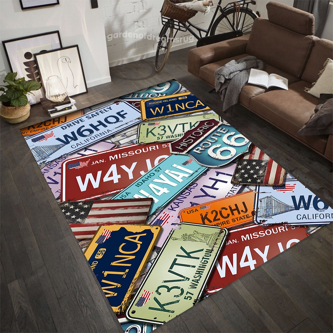 Route 66 Rug, Road Rug, Route 66 Decor, American Highway Rug, Boys Room ...