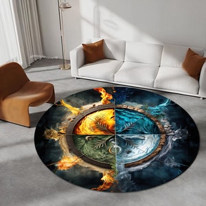 Compass Rug, Compass Decor, Round Compass Rug, Four Elements Rug, Rugs ...