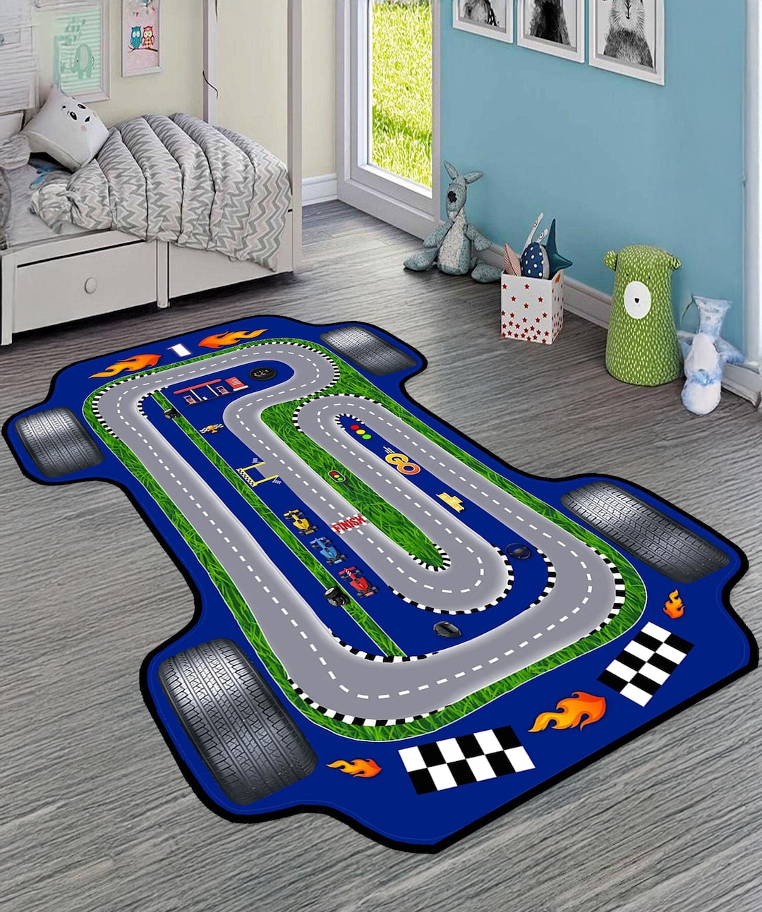 Race Car Rug, Car Rug, Game Room Rug, Boy Room Rug, Gift for Him ...