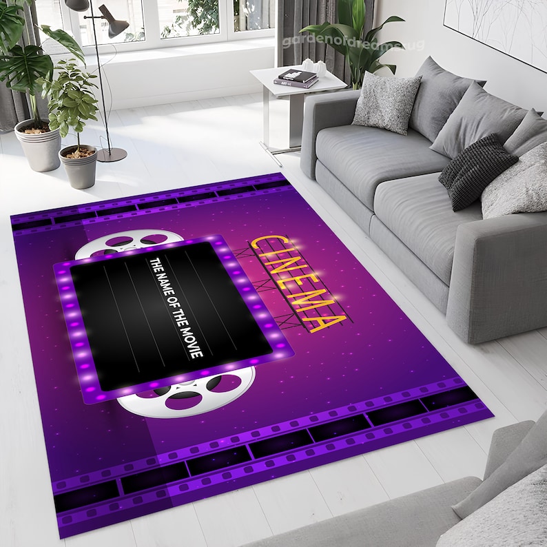 Movie Rug, Movie Room Rug, Movie Room Decor, Customizable Movie Rug ...
