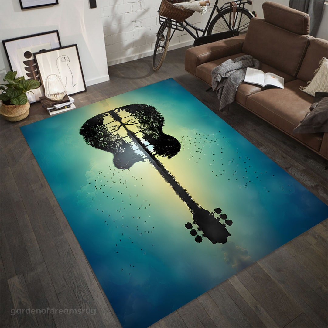 Tree of Life Rug, Tree Rug, Guitar Rug, Music Decor, Music Room Rug ...