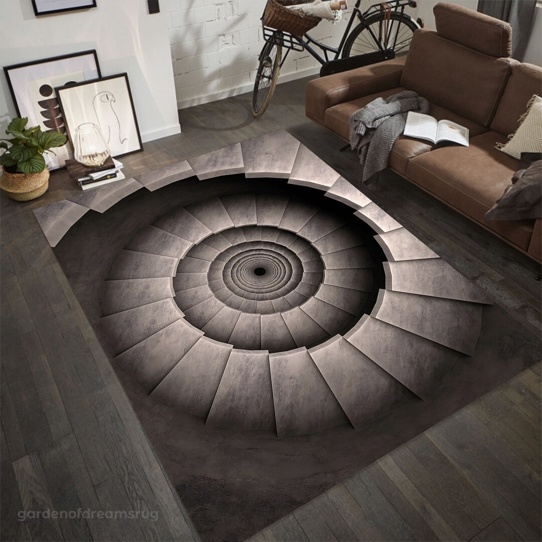 Stairs Vortex Rug, Optical Illusion Rug, 3D Rug, 3D Abstract Rug, Gift ...