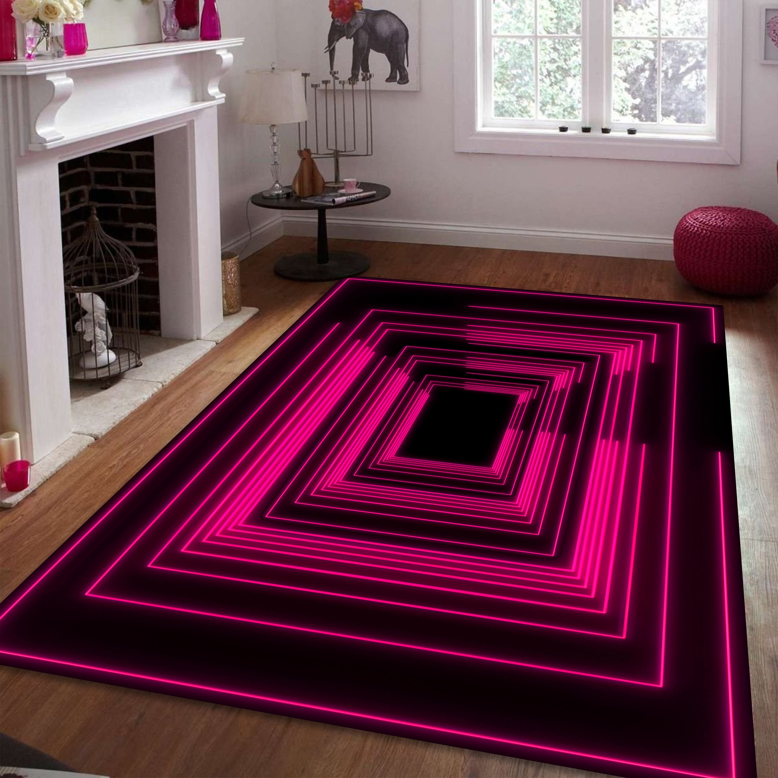 Optical Illusion Rug, Vortex Rug, 3D Area Rug, 3D Effect, Neon Rug ...