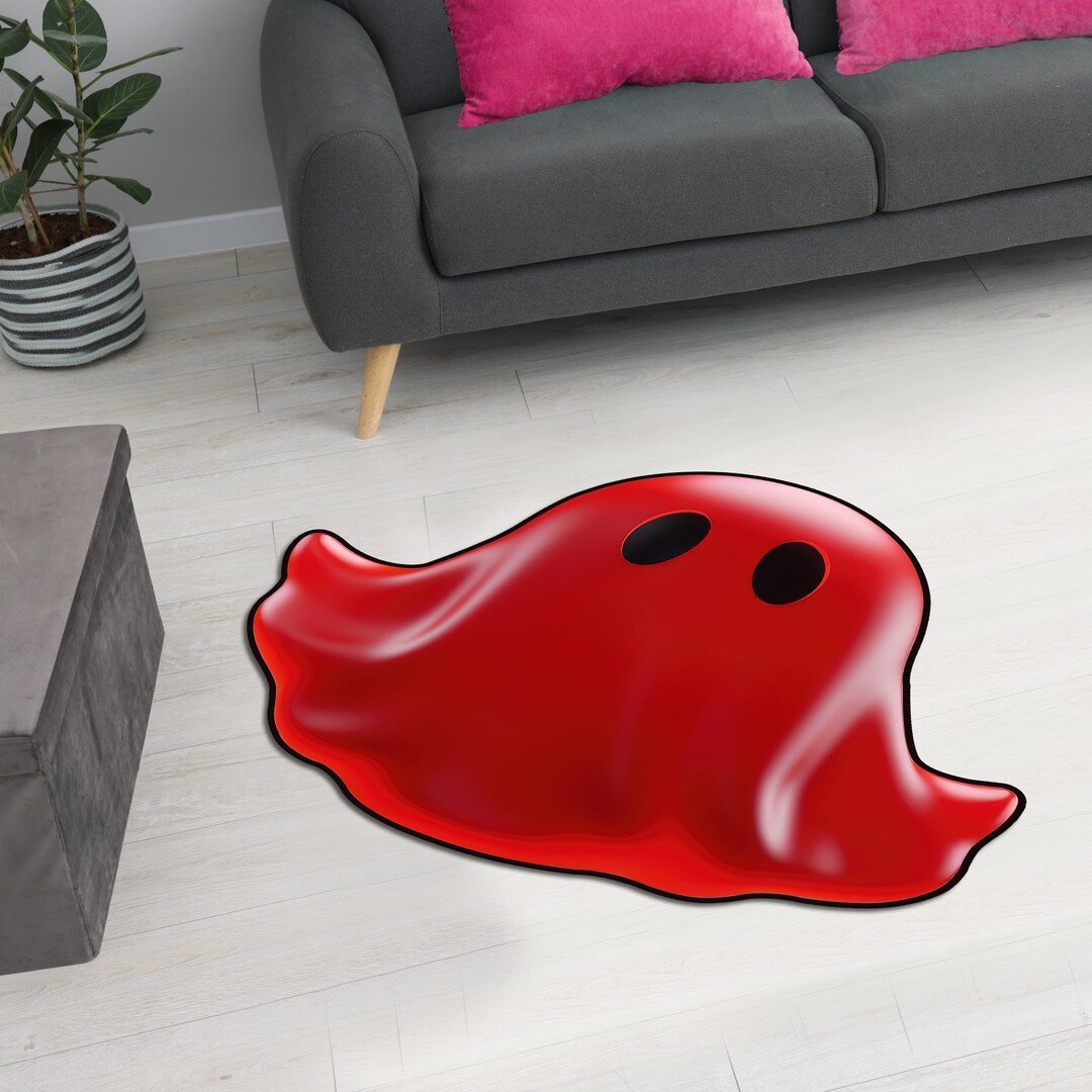 Ghost Rug, Cute Ghost Rug, Arcade Rug, 3D Rug, Minimalist Rug, Red Rug ...