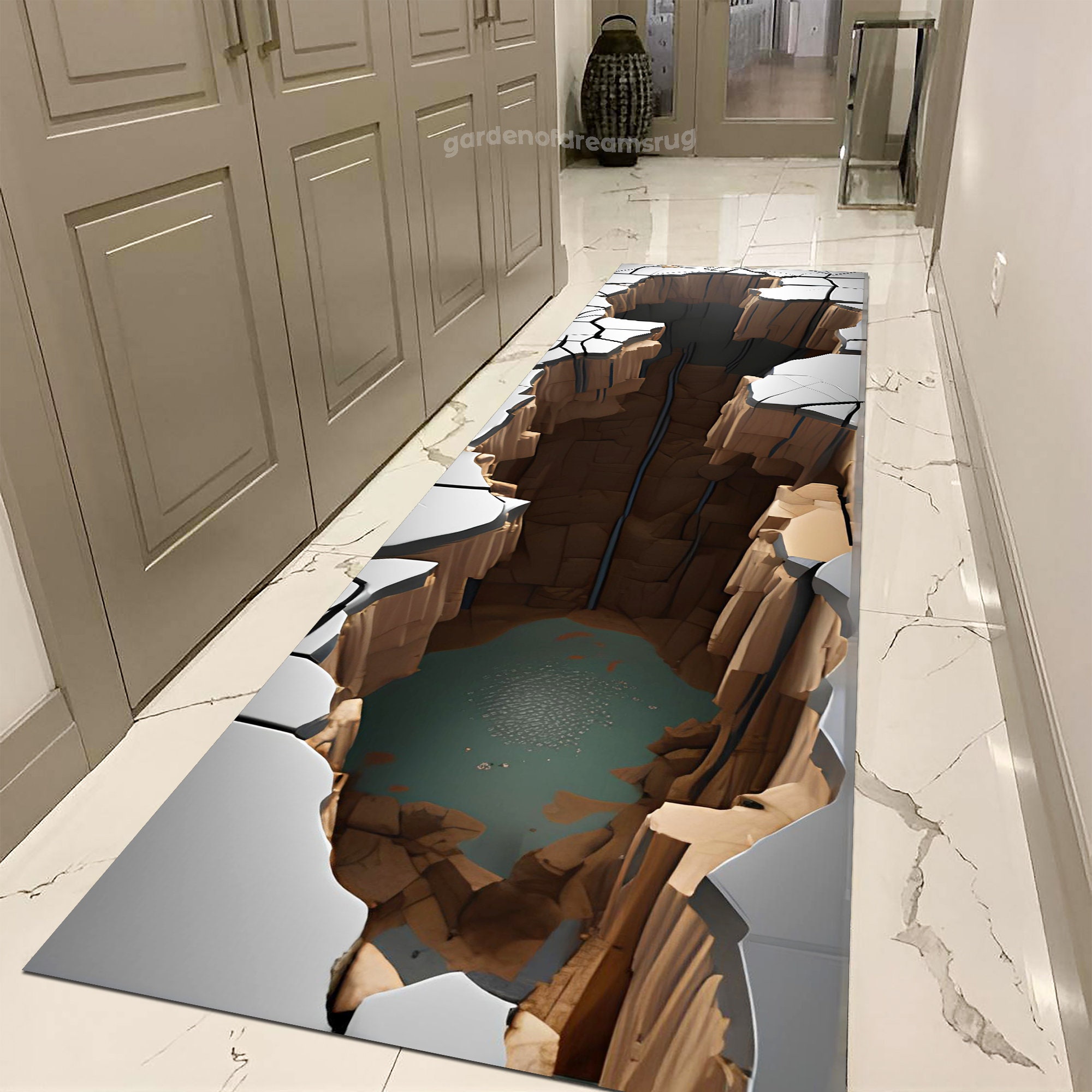 Deep Hole Rug, 3D Runner Rug, 3D Huge Crack Rug, Vortex Rug, Halway Rug ...