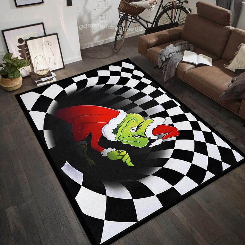 3D Vortex Grinch Rug - Christmas Decorated Grinch Rug - Grinchmas Home ...