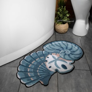 Tufted Look Bath Mat, Sea Shell Bath Mat, Soft Bath Mat, Non Slip Mat ...