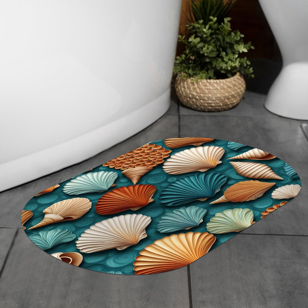 Sea Shell Bath Mat, Bath Mat, Non-slip Mat, Bathroom Decor, Gift Mat ...