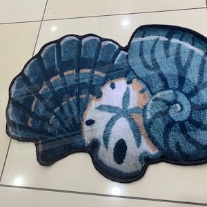 Tufted Look Bath Mat, Sea Shell Bath Mat, Soft Bath Mat, Non Slip Mat ...