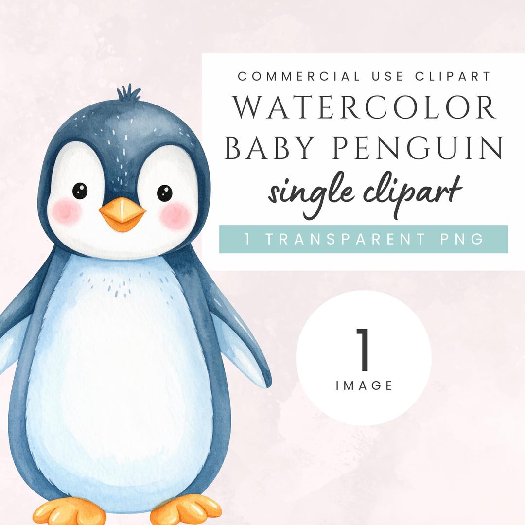 Cute Baby Penguin Clipart Watercolor PNG Single Image Winter Kids ...