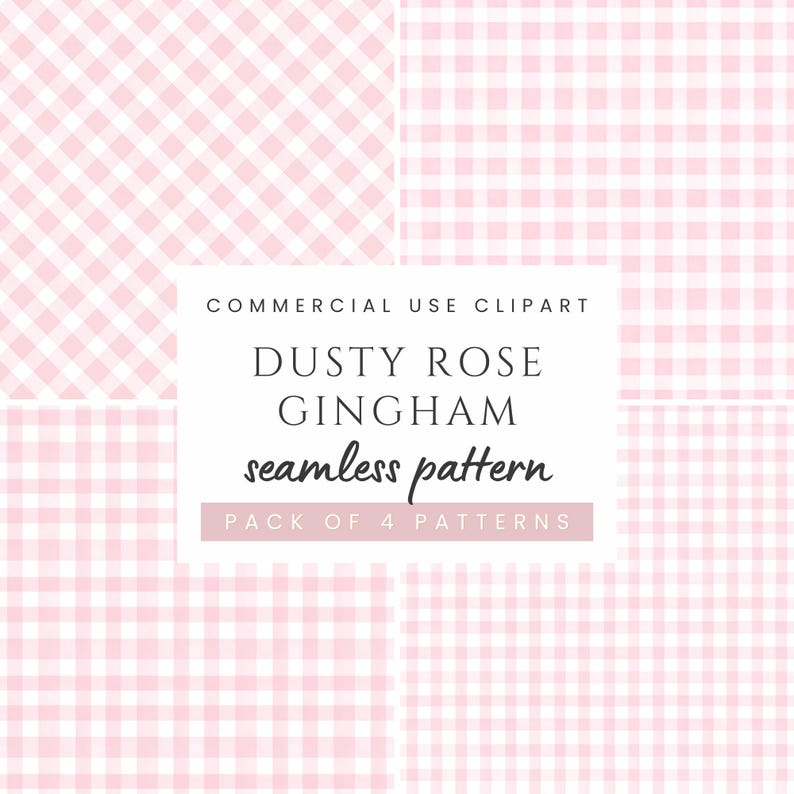Gingham Pastel Pink Digital Paper Watercolor Checkered Pattern Seamless ...