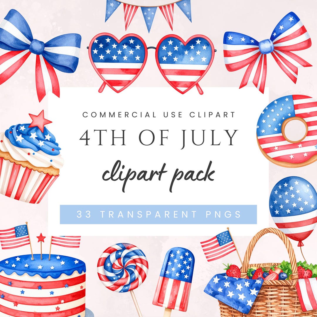 US Flag Clipart 4th of July PNG Patriotic USA Digital Stickers ...
