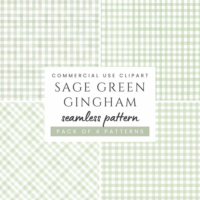 Gingham Sage Green Digital Paper Watercolor Checkered Pattern Seamless ...