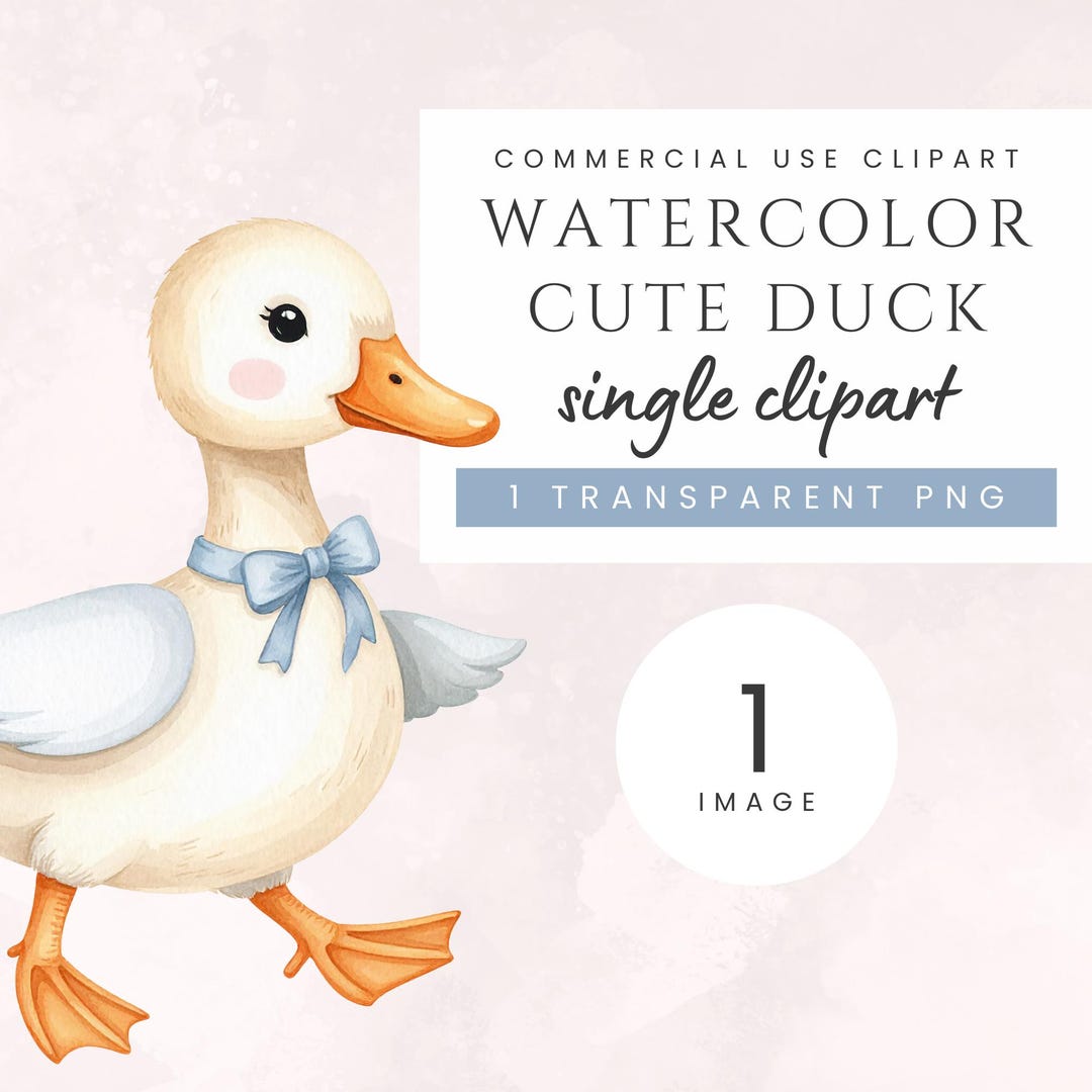 Cute Duck PNG Watercolor Clipart Baby Duckling Kids Birthday Stationery ...
