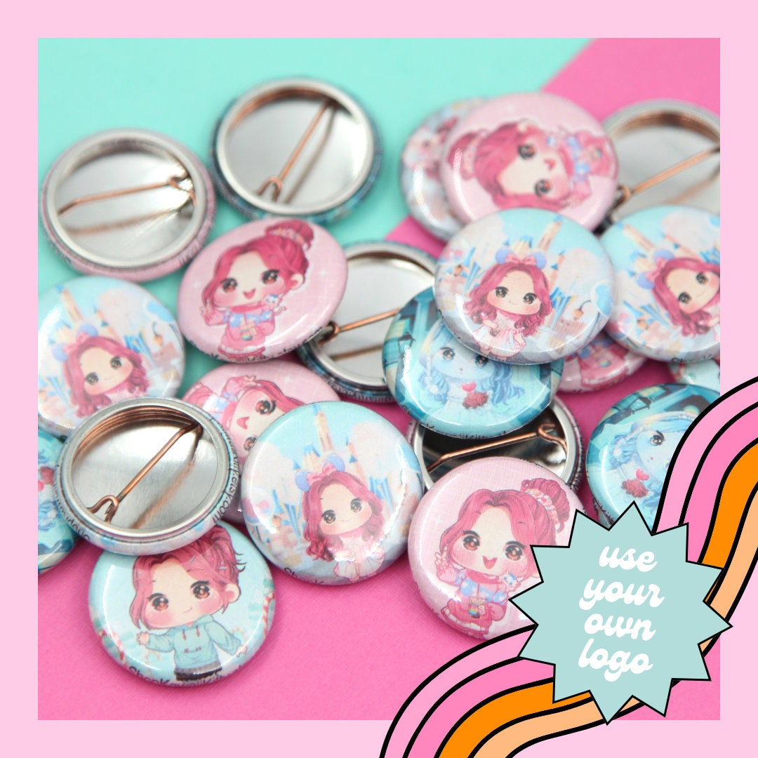 50 Custom One Inch Buttons Use Your Own Logo, Artwork, Photos Fast ...