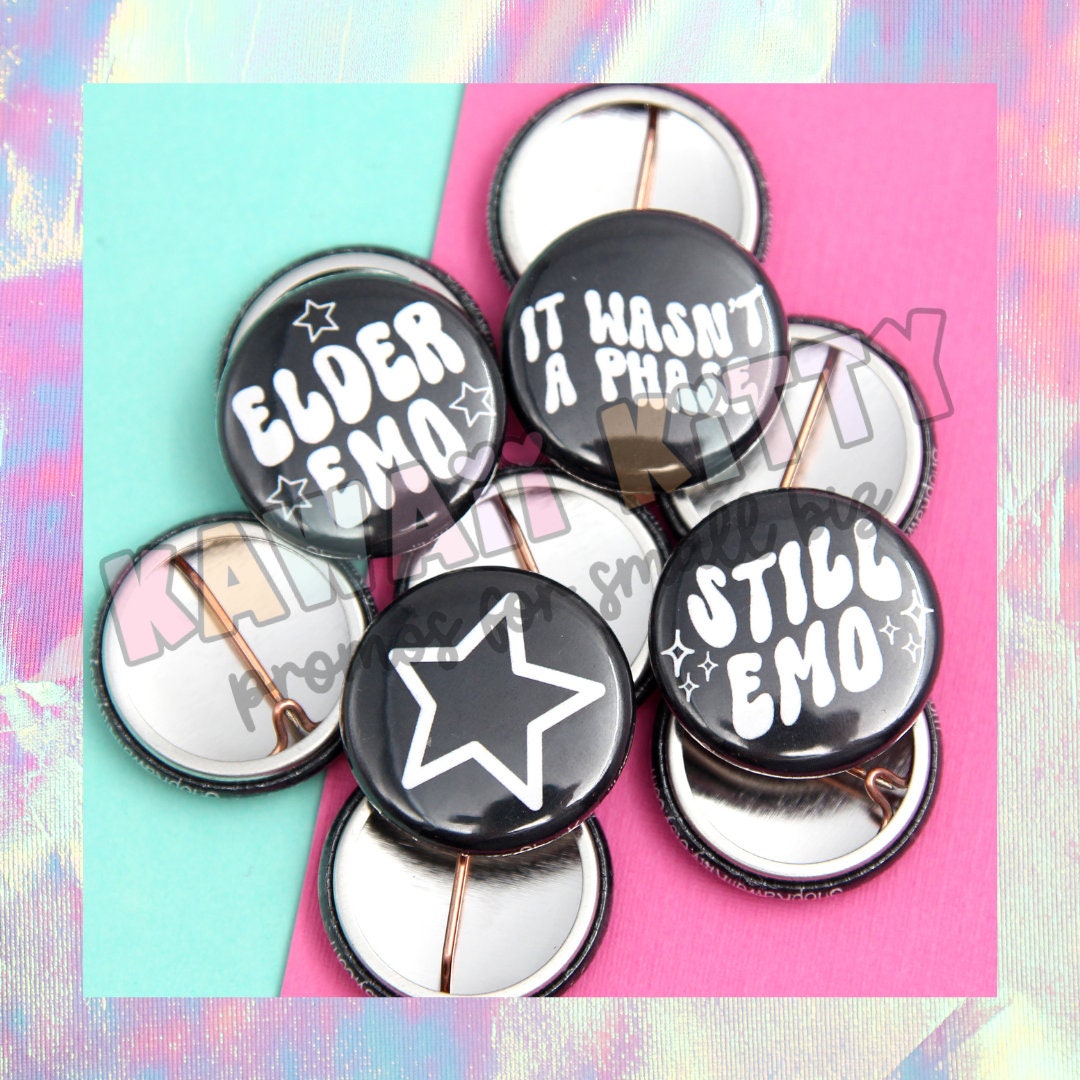 Elder Emo Button Set, One Inch Buttons, It Wasn't A Phase, Still Emo ...
