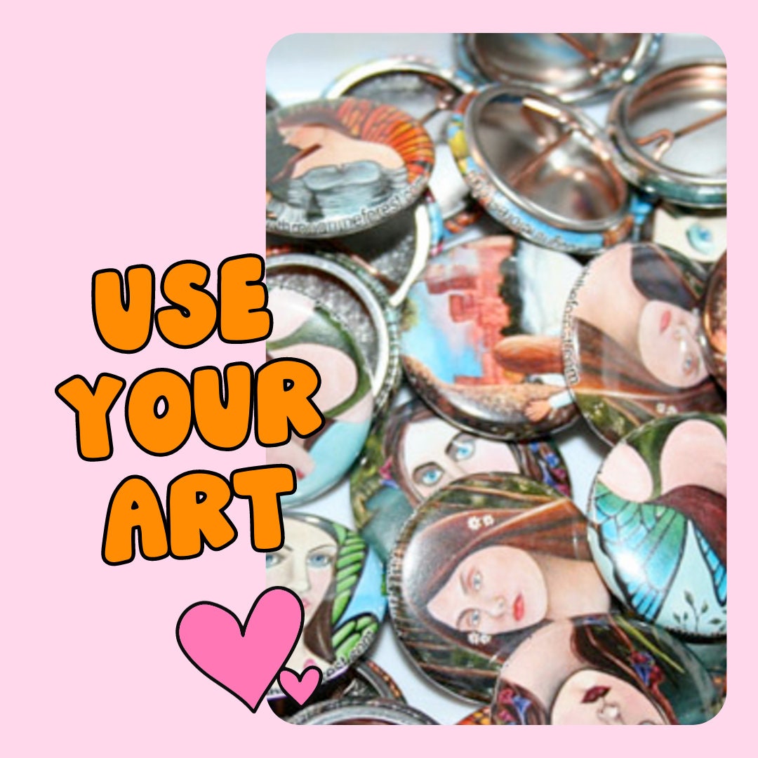 50 Custom One Inch Buttons Use Your Own Logo, Artwork, Photos Fast ...