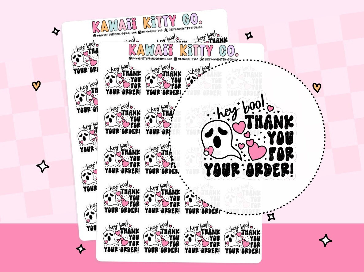 Hey Boo Ghost Packaging Stickers, Small Business Stickers, Packaging ...