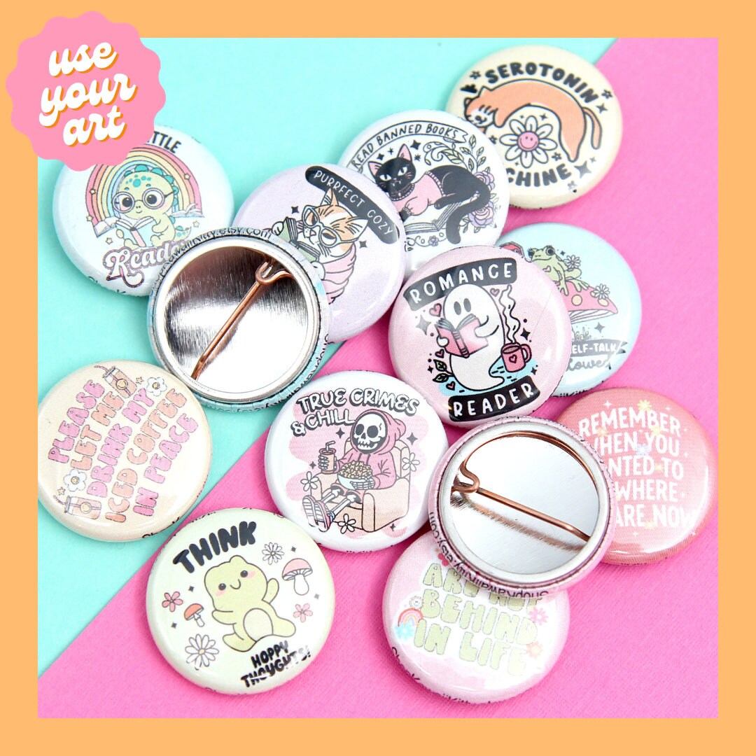 50 Custom One Inch Buttons Use Your Own Logo, Artwork, Photos Fast ...