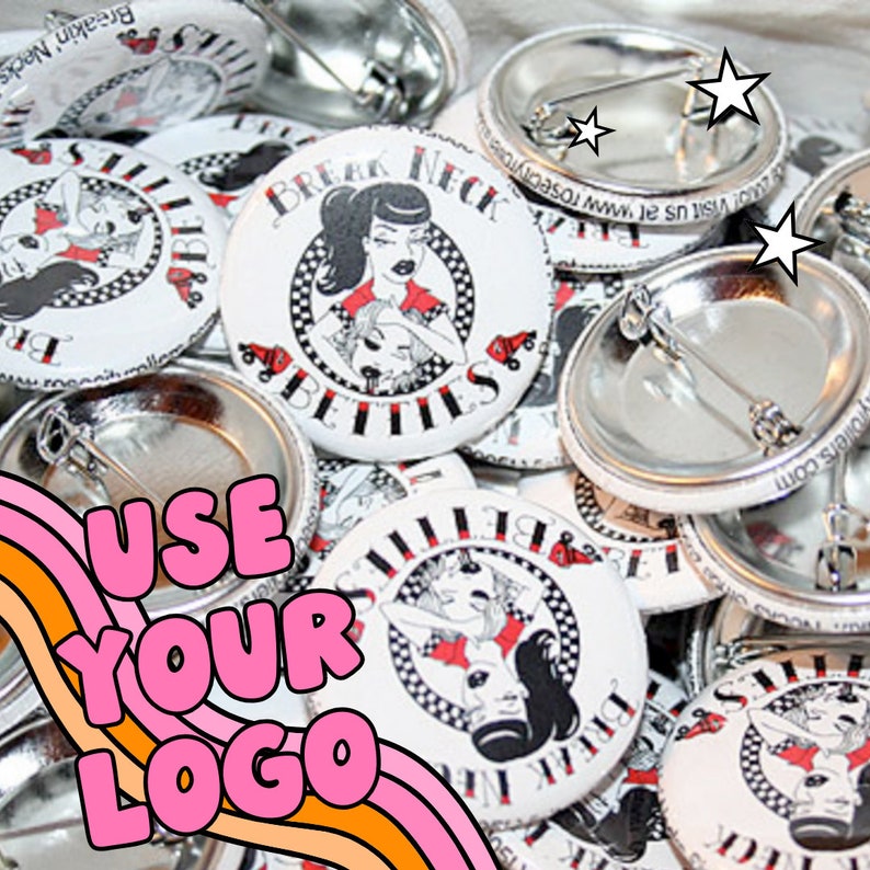 100 Custom Buttons, 1.25" Inch - Use Your Own Logo, Artwork, Photos - Fast Production & Delivery ...