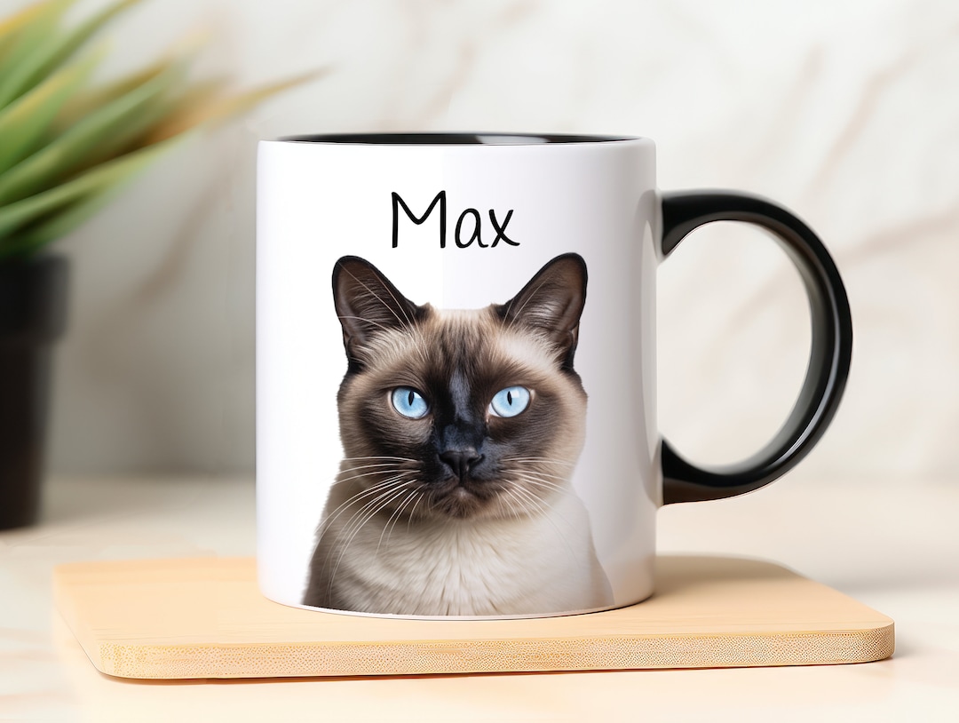 Personalized Siamese Cat Coffee Mug Cat Lover Gift Realistic Portrait ...