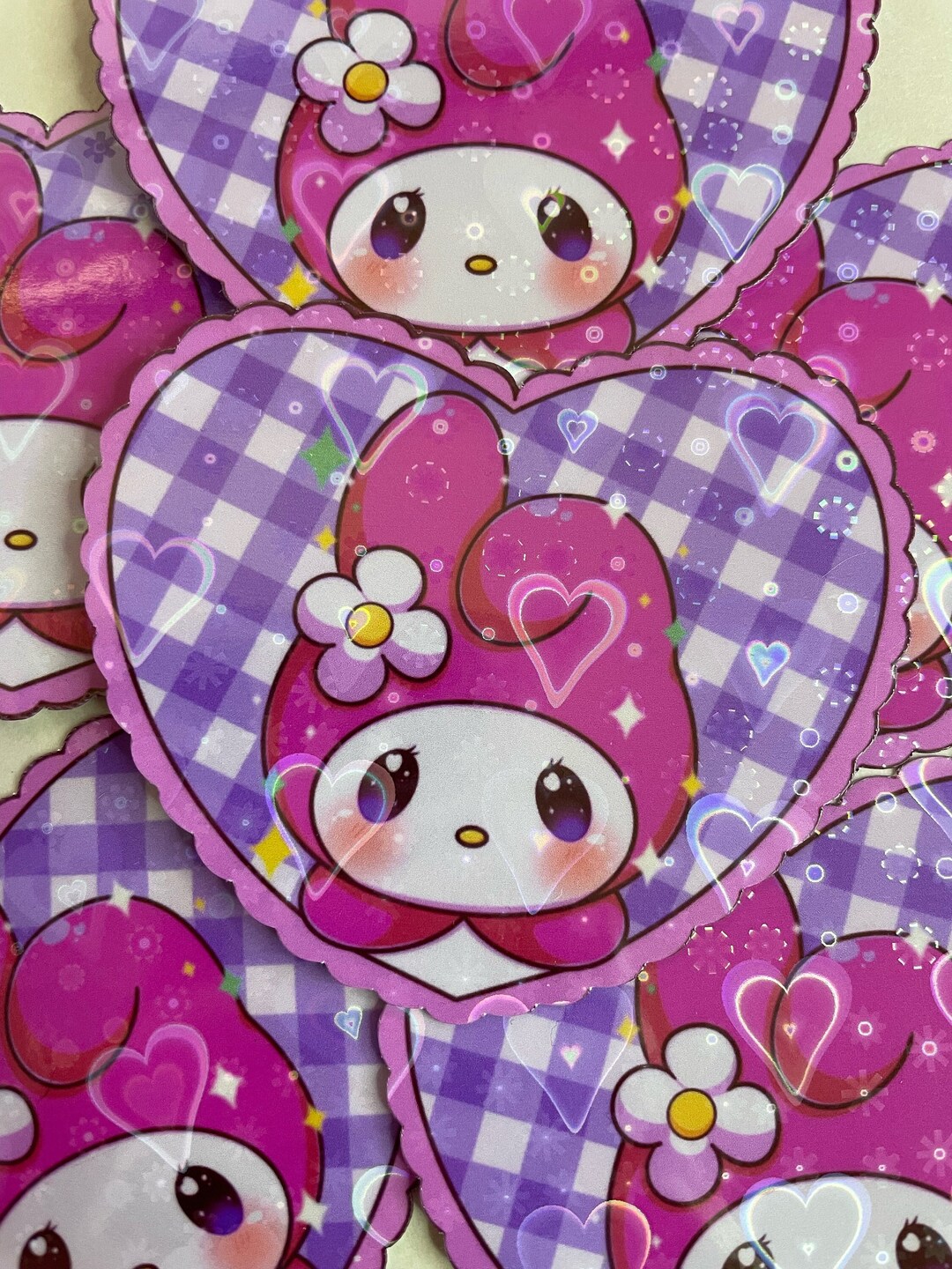 My Melody Diecut Vinyl Sticker | Holographic Heart | Journal Planner ...
