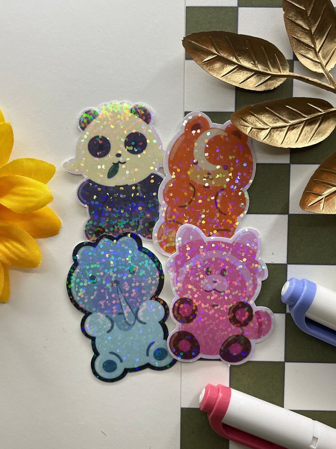 Sparkly Pokemon Gummy Bear Stickers 4 Set Teddiursa , Pancham , Cubchoo ...