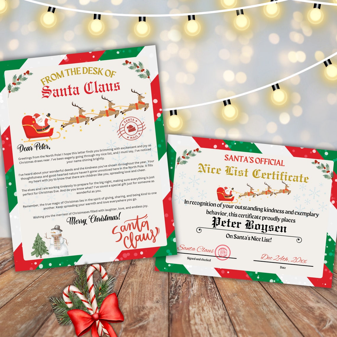 Letter From Santa, Nice List Certificate, Editable Personalized Letter ...