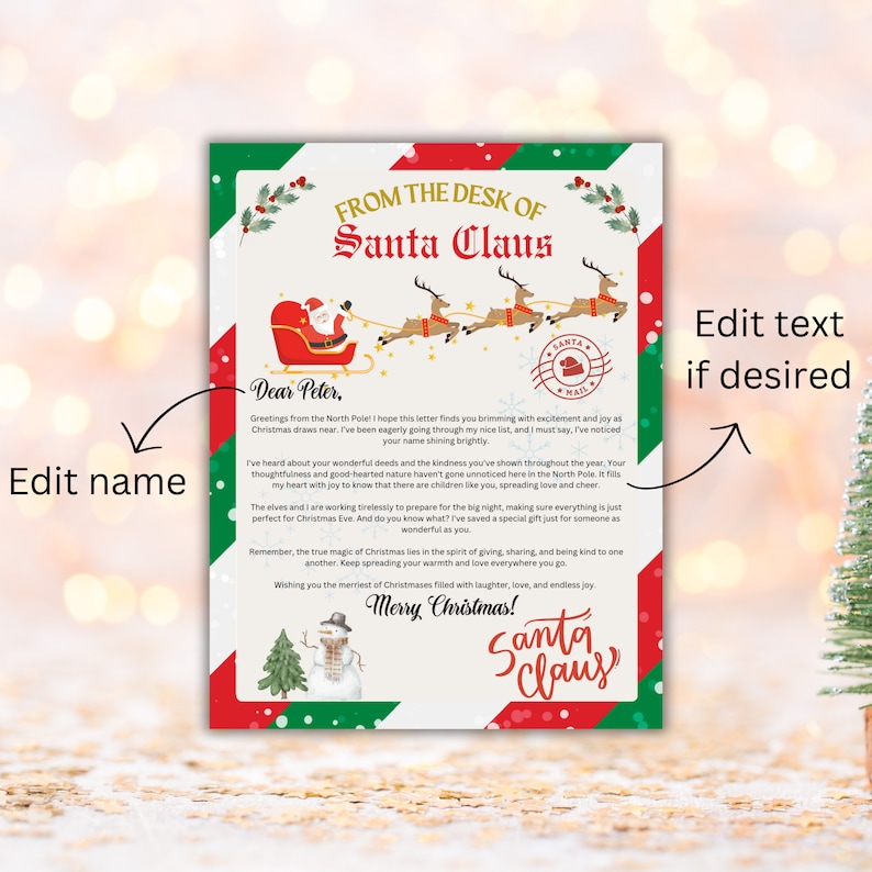 Letter From Santa, Nice List Certificate, Editable Personalized Letter ...