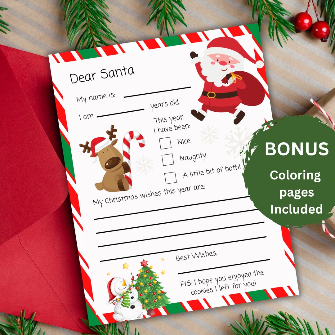 Letter to Santa, Bonus Coloring Pages, Santa Letter, Christmas List ...
