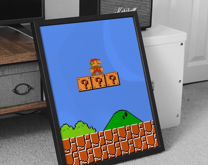 Super Mario Bros cartel impresiones digitales Imprimible arte de pared ...