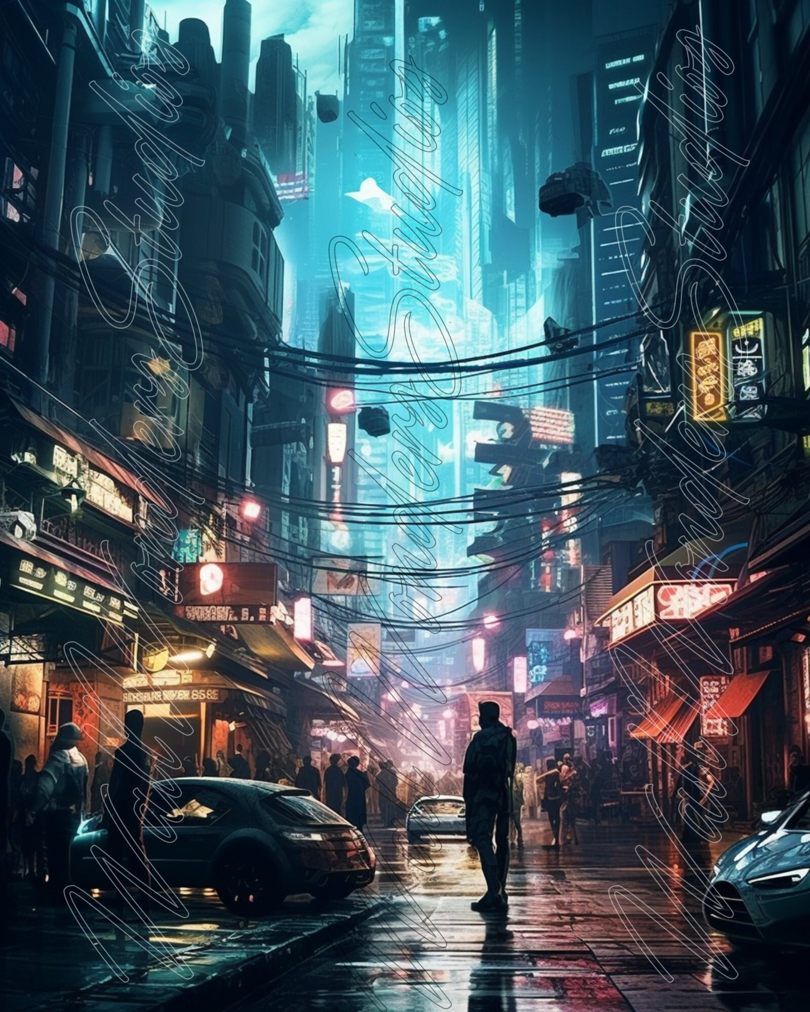 Cyberpunk Art Print Wall Art Decor, Digital Art Print, Neo-noir ...