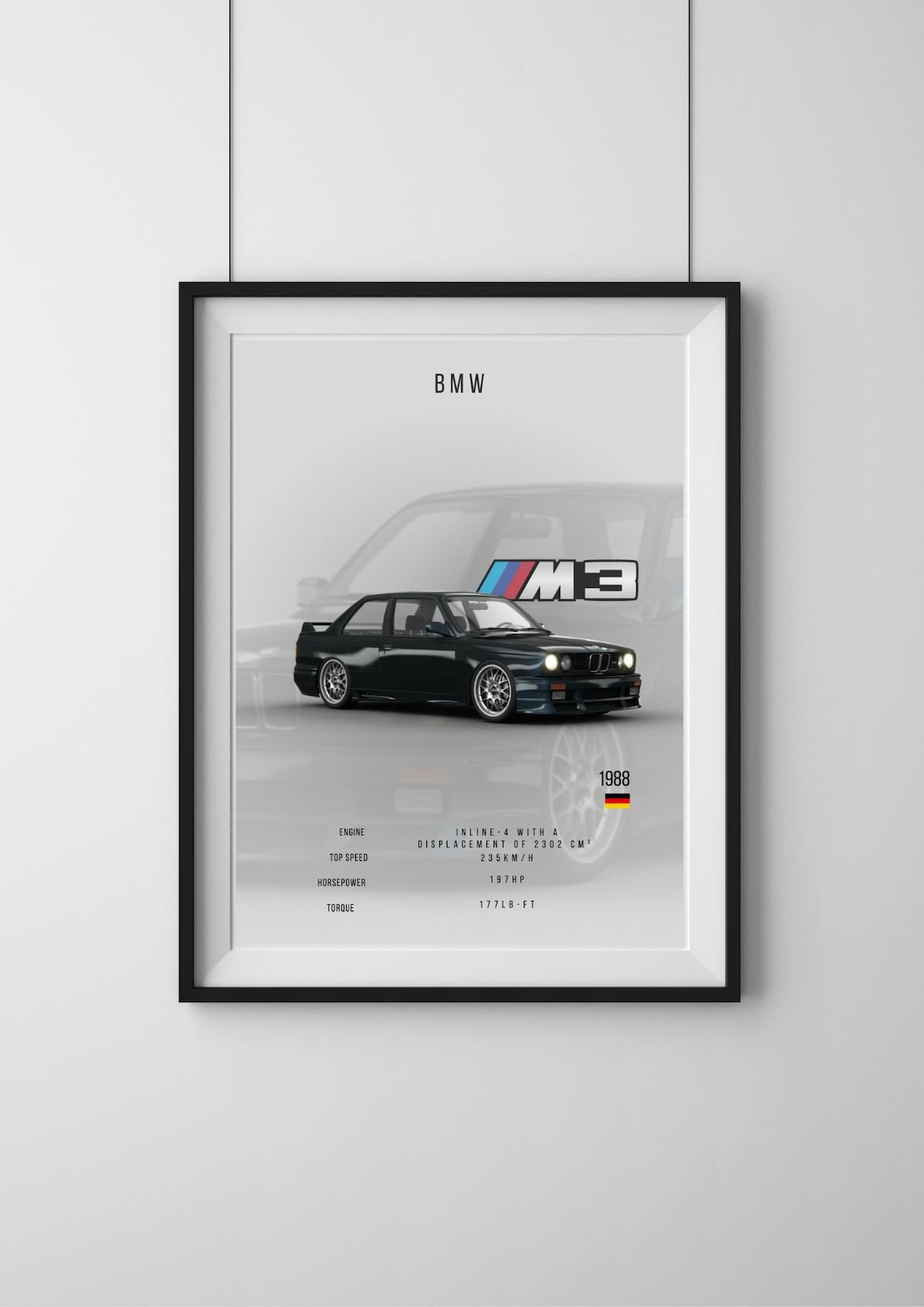 BMW E30 M3 Car Poster, Bmw Wall Art, Bmwm3, Car Wall Art, Kids Room ...