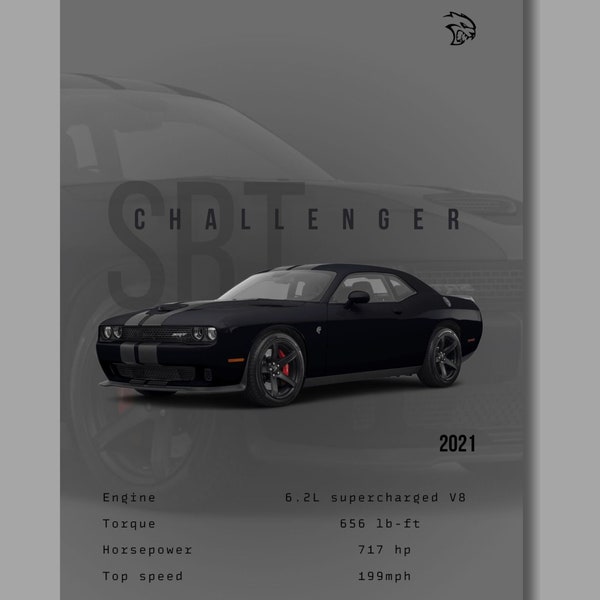 Srt Hellcat Wall Art - Etsy