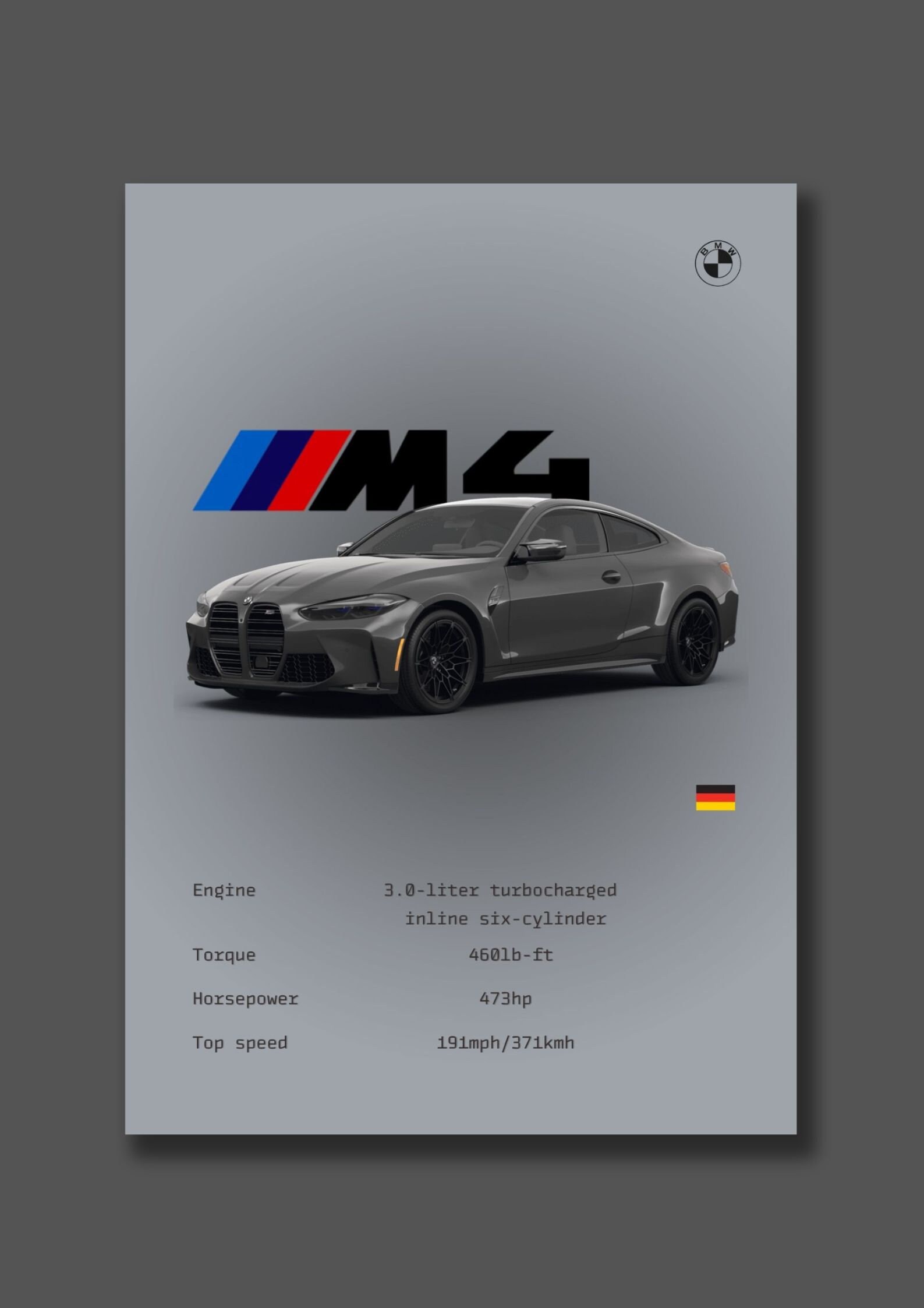 BMW M4 Car Poster 2023 Sportscar Wall Art Car Lovers Car Gift Room ...