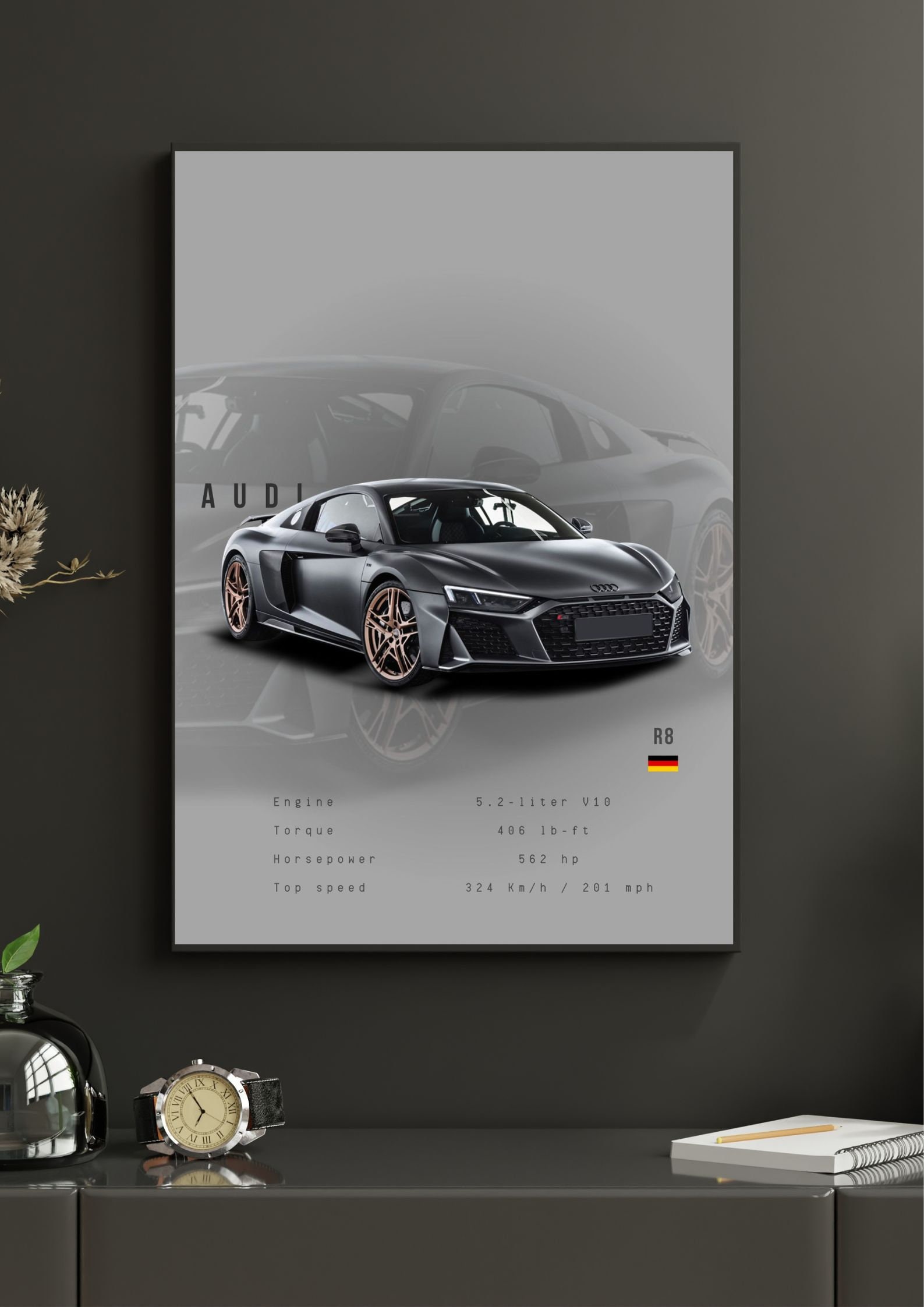 Audi R8 Poster Car Poster Wall Art Audi Fans Gift for Boys Room Decor ...