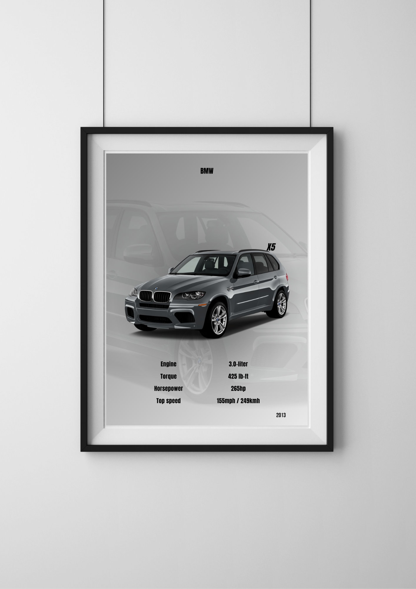 BMW X5 Grey, Car Poster, Supercar Wall Art, Car Poster for Boy Bedroom ...
