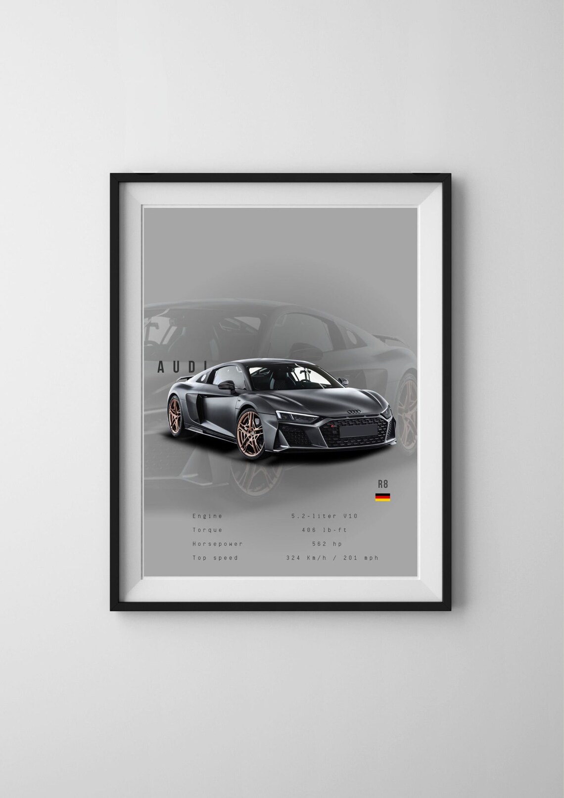 Audi R8 Poster Car Poster Wall Art Audi Fans Gift for Boys Room Decor ...