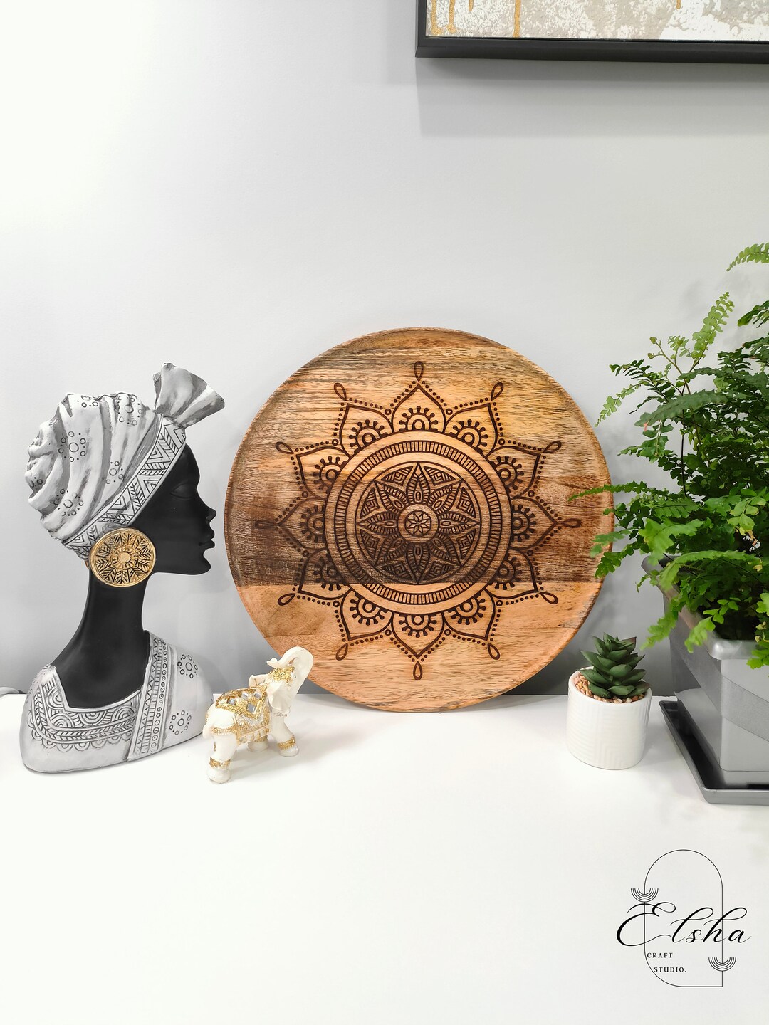 Flower Mandala Tray | Laser Etched Decorative Tray | Yoga Studio Gift ...
