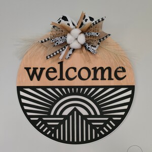 Wooden Boho Welcome Sign Round Wall Home Decor Geometric - Etsy